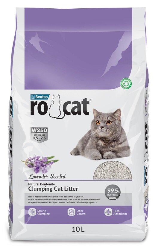 Ro Cat Комкующийся наполнитель без пыли с ароматом лаванды, пакет (Lavender) 10л, 8.5кг 8.5 кг