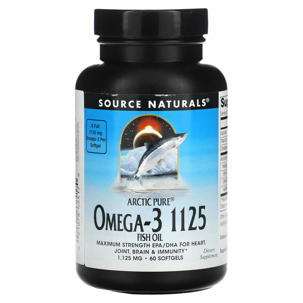Source Naturals, Arctic Pure®, омега-3 рыбий жир, 1125 мг, 60 капсул