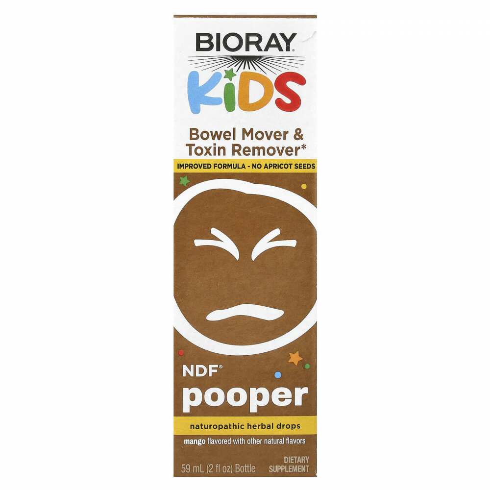 Bioray, Kids, NDF® Pooper, добавка для очищения кишечника, манго, 59 мл (2 жидк. унции)