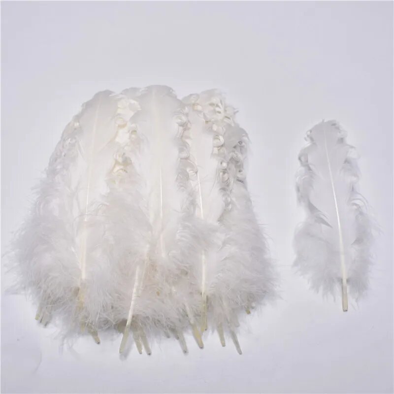 Цветные гусиные перья для рукоделия WHxmsh Белый, 20pcs, White feathers
