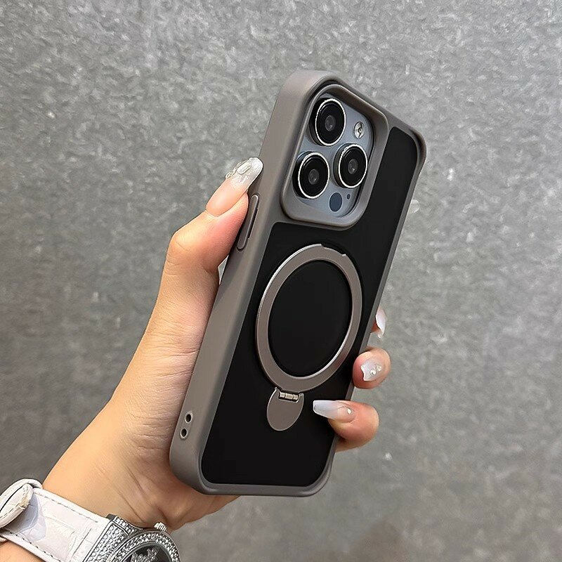 Чехол-магнит Hongjin Fulcrum, для iPhone 14 Plus, вращающийся, титаново-серый