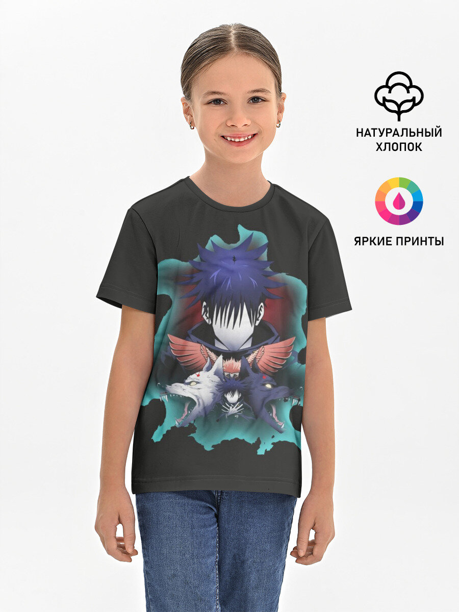 Футболка хлопковая детская Мегуми два волка Магическая битва