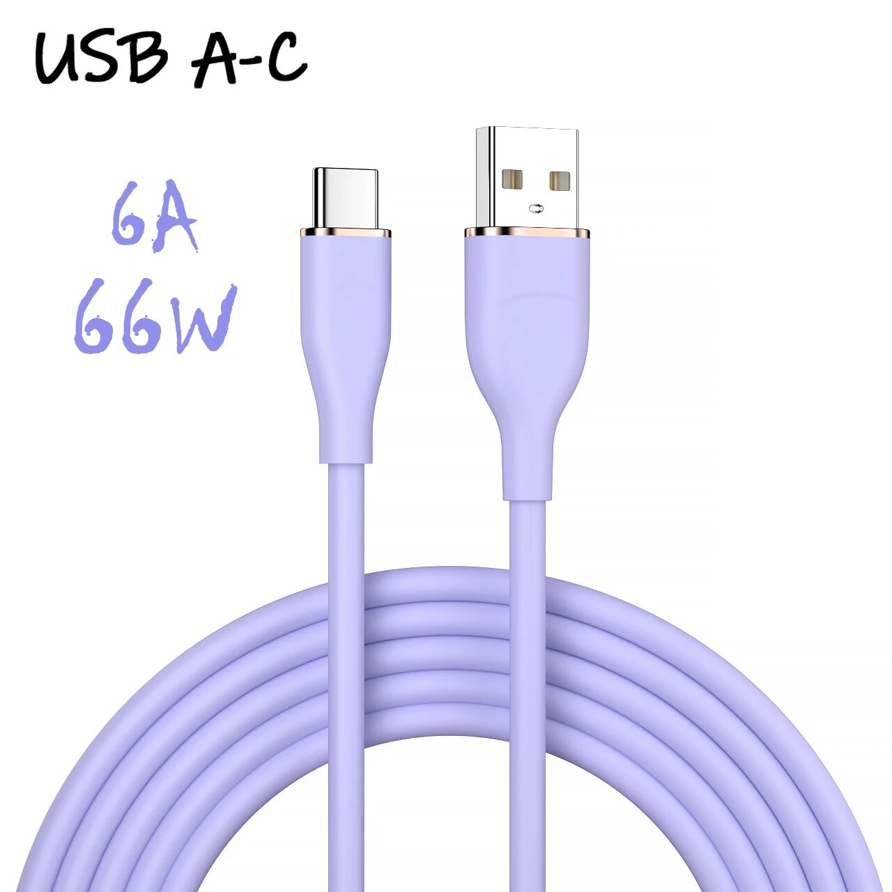 UGOURD Жидкий кремниевый кабель USB-типа C-C для быстрой зарядки 66 Вт USB-C PD 60 Вт 45 Вт 27 Вт для Huawei SCP Xiaomi iPhone 15 16 Pro Max 1 м, USB-C 66W-6A Purple