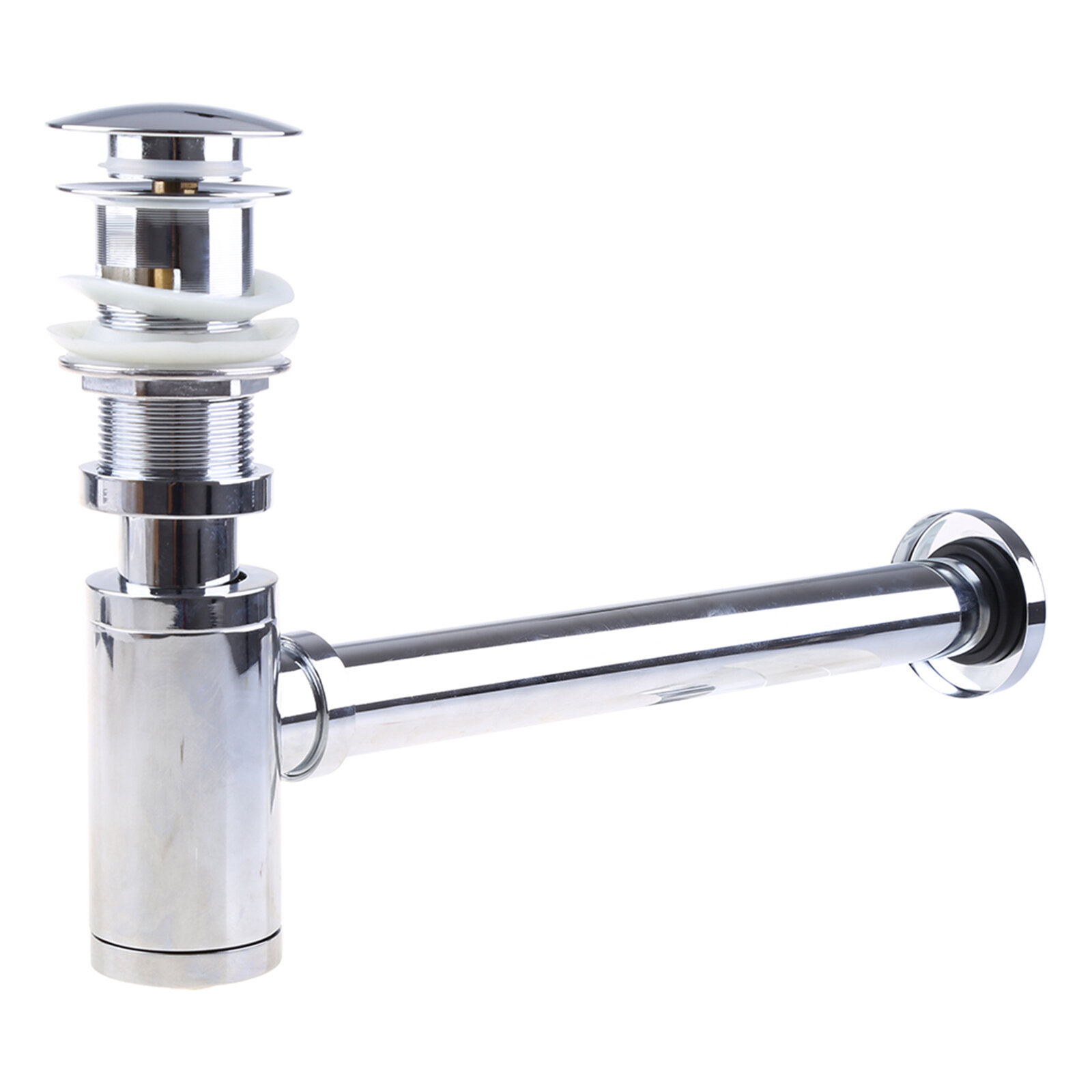 Набор аксессуаров для ванной комнаты, Встраиваемый сливной клапан для раковины из меди - серебристый - с отверстием, 1 комплект