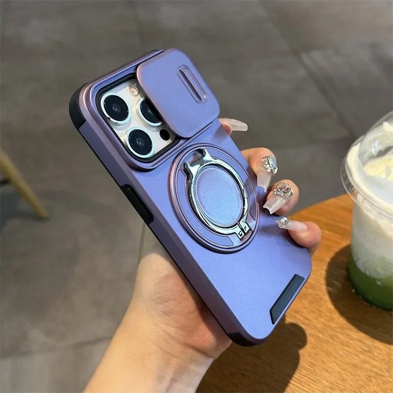 Фиолетовый чехол на iPhone 14 Pro Max с кольцом-держателем