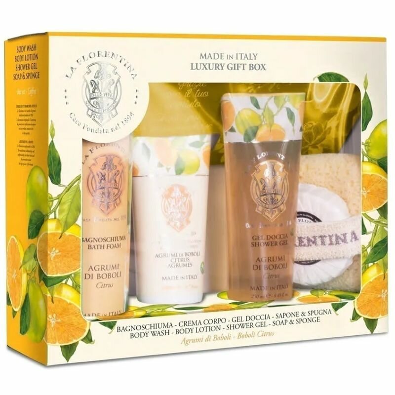 La Florentina Набор Цитрус пена для ванны 500мл + лосьон для тела 200мл + гель для душа 200мл + мыло 115г + спонж