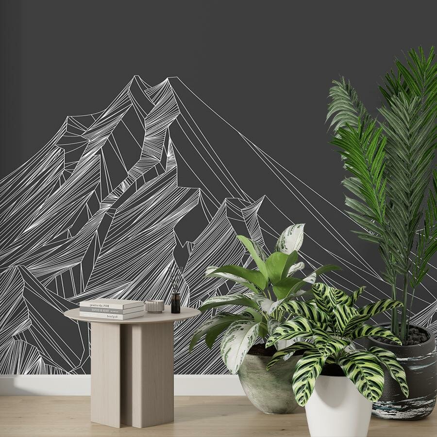 Фотообои Горы на черном фоне 9-2157-L-Флок 270 x 400 см (ВхШ) Бесшовные, флизелиновые, влагостойкие обои