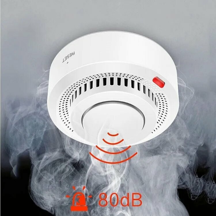 Датчик дыма WiFi Tuya, Пожарный извещатель, Пожарная сигнализация, Детектор дыма, Может быть независимо подключен к приложению для получения тревожной информации
