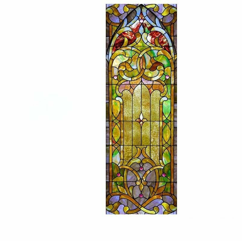 Наклейка с цветочным витражом Матовая статическая цепляющая оконная пленка