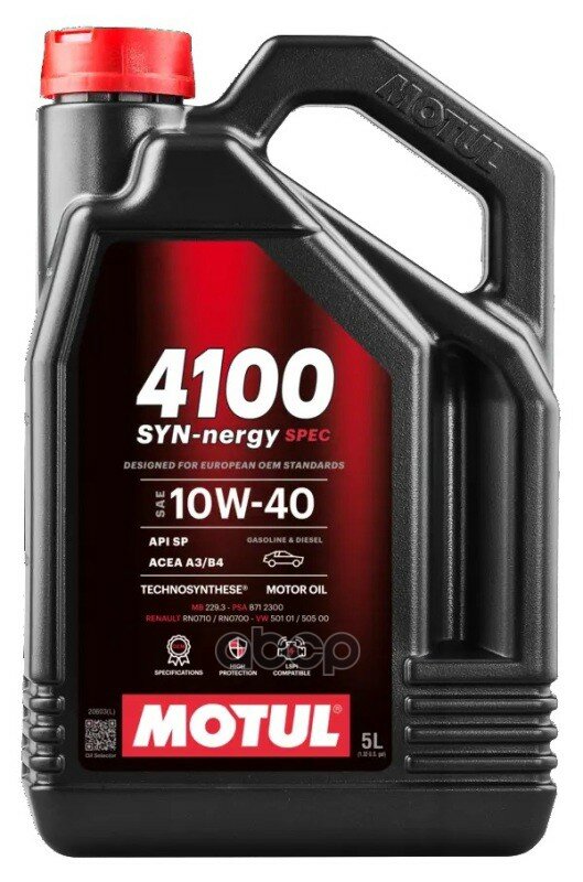 MOTUL Масло моторное MOTUL 4100 SYN-NERGY SPEC 10W-40 5л На складе