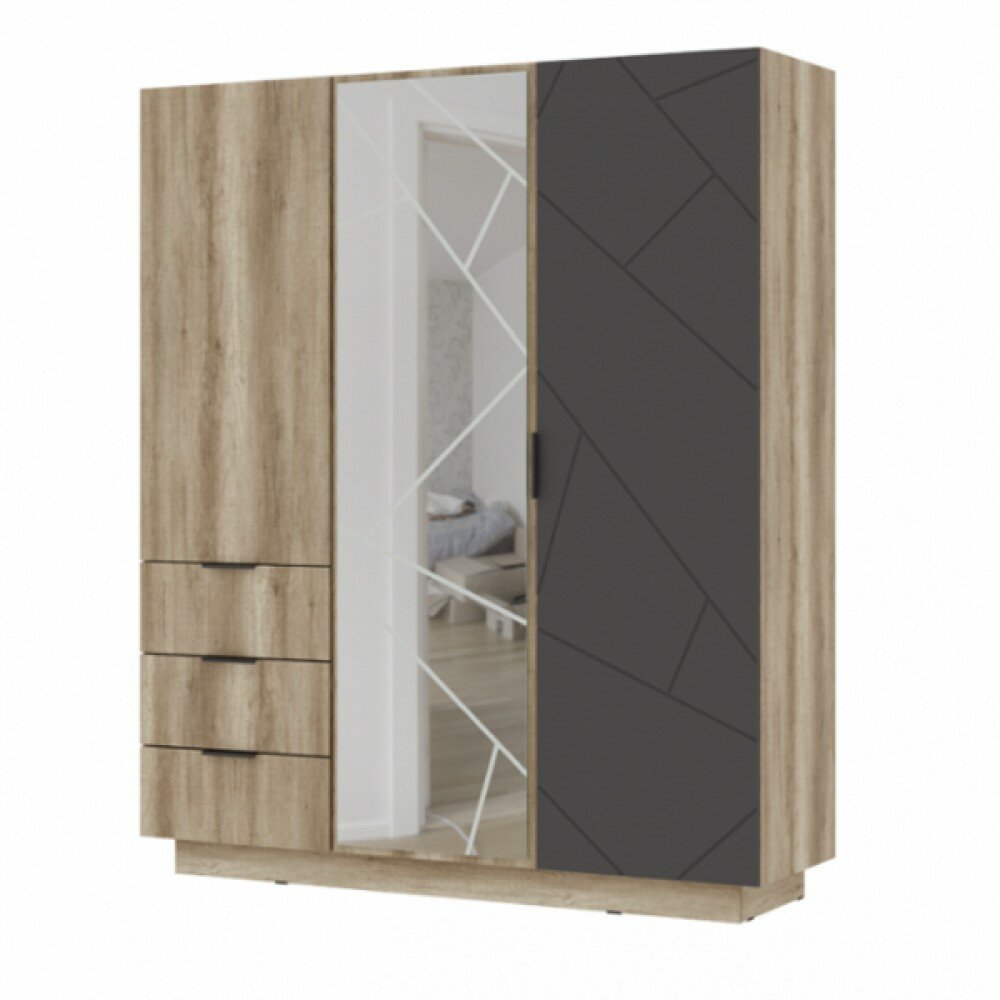 Шкаф для одежды Даллас ШК 01 169,8х200,8х50,3 см, цвет дуб каньон/МДФ софт графит