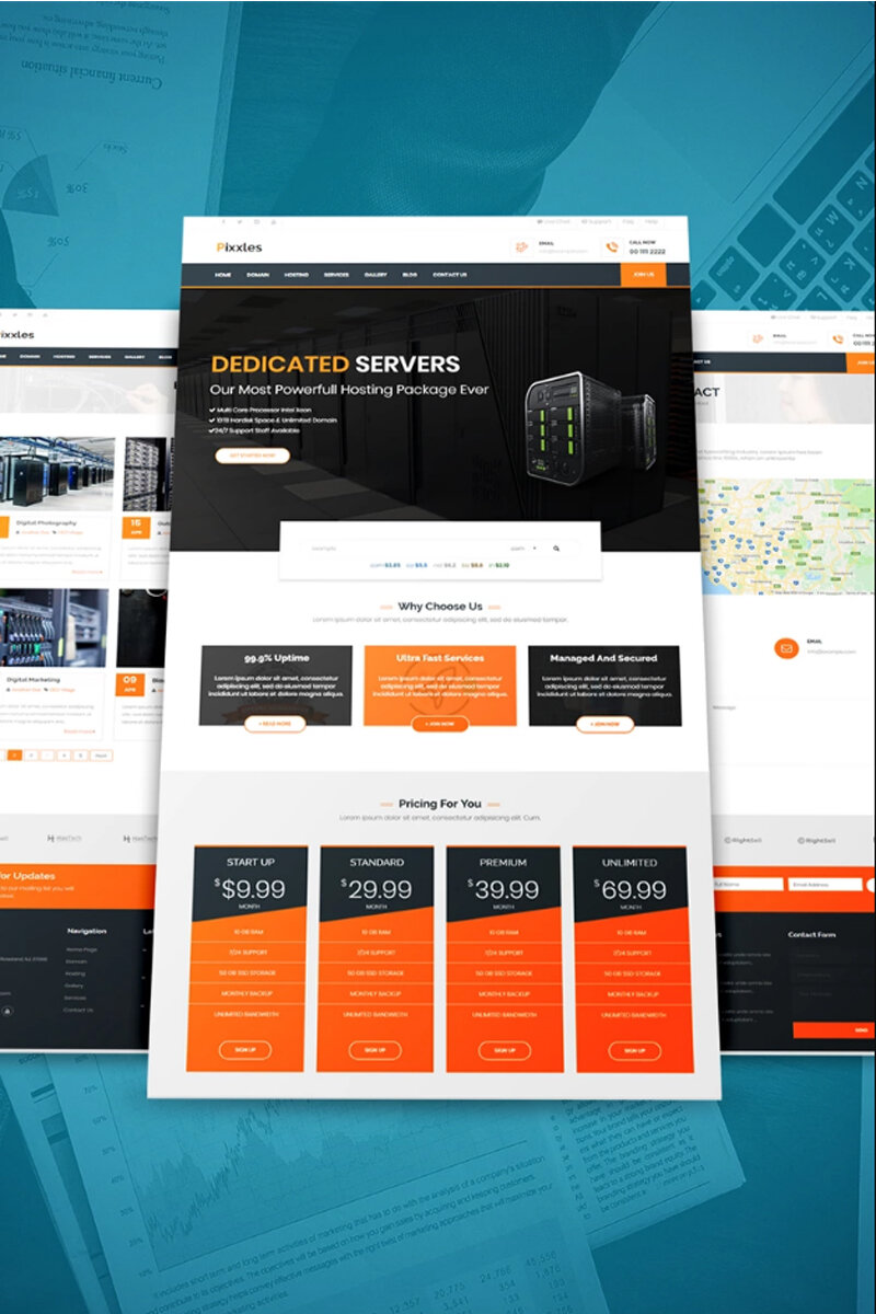 Подарочный сертификат на Шаблон для сайта Вордпресс с демоконтентом Pixxles - Hosting Template with WHMCS WordPress Theme