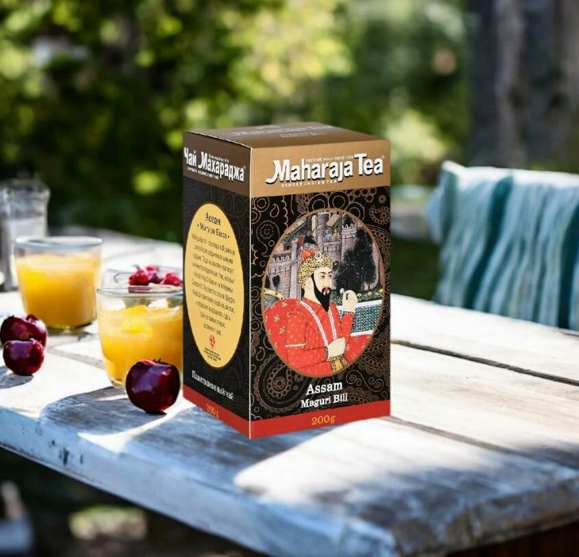Чай Maharaja Ассам Магури Билл черный, индийский листовой, рассыпной, для заварки, бодрящий, в картонной коробке 200 гр