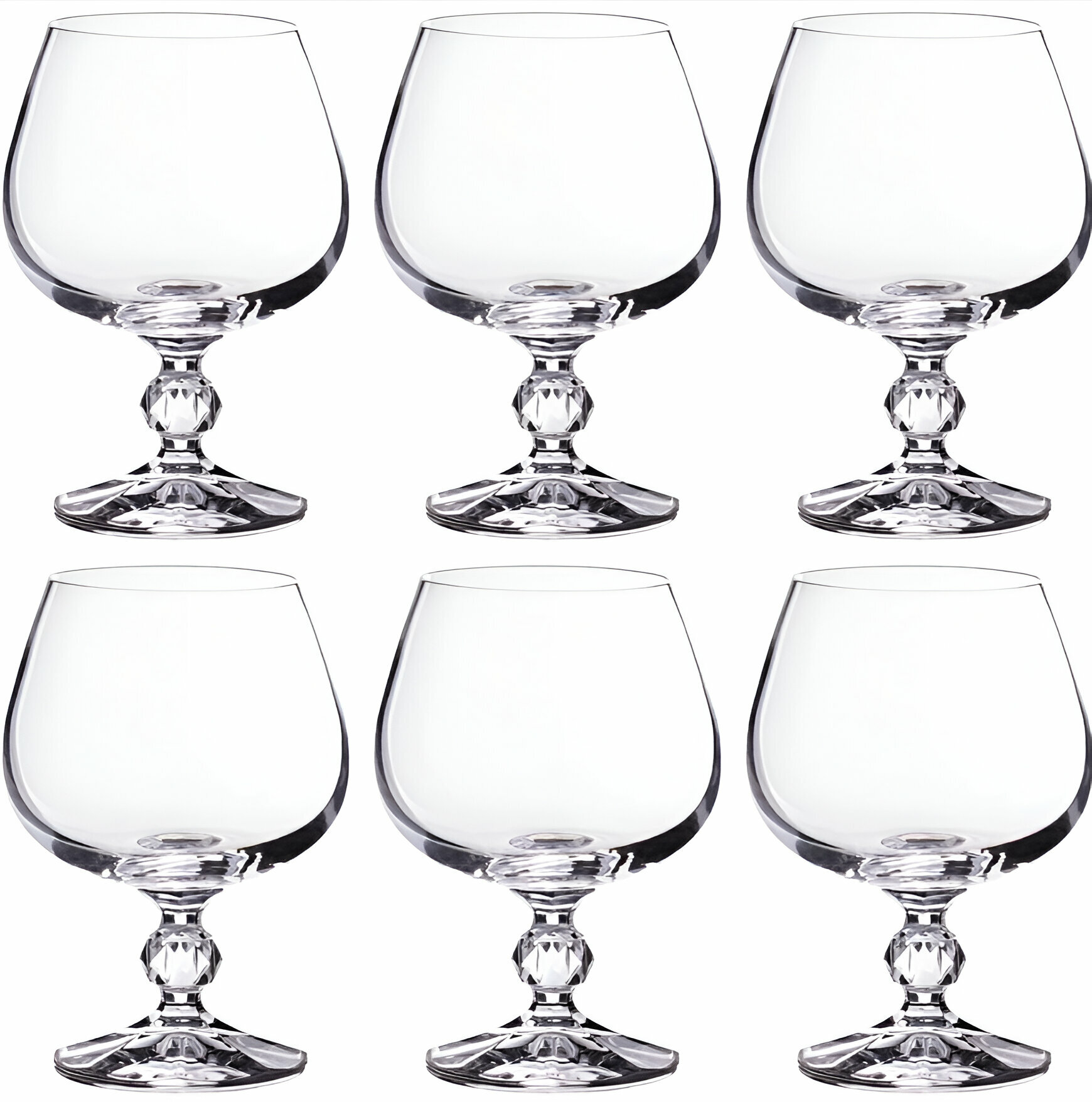 Набор фужеров Bohemia Crystal "Клаудия", для коньяка, стекло, 250мл, 6шт