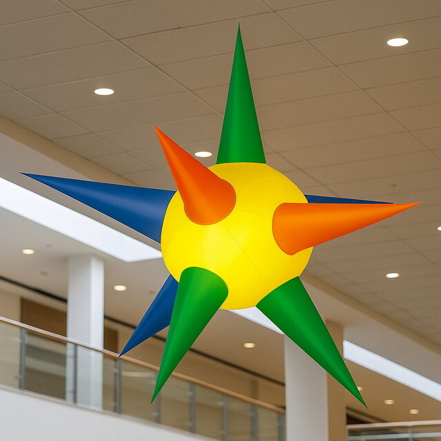 Надувная фигура Звезда 10 Лучей 2 м разноцветная подсветка, Торг Хаус, SMA-8MUL