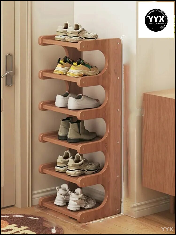 Этажерка для обуви, Бамбук, 30х20х83 см，Угловой многослойный стеллаж для хранения обуви