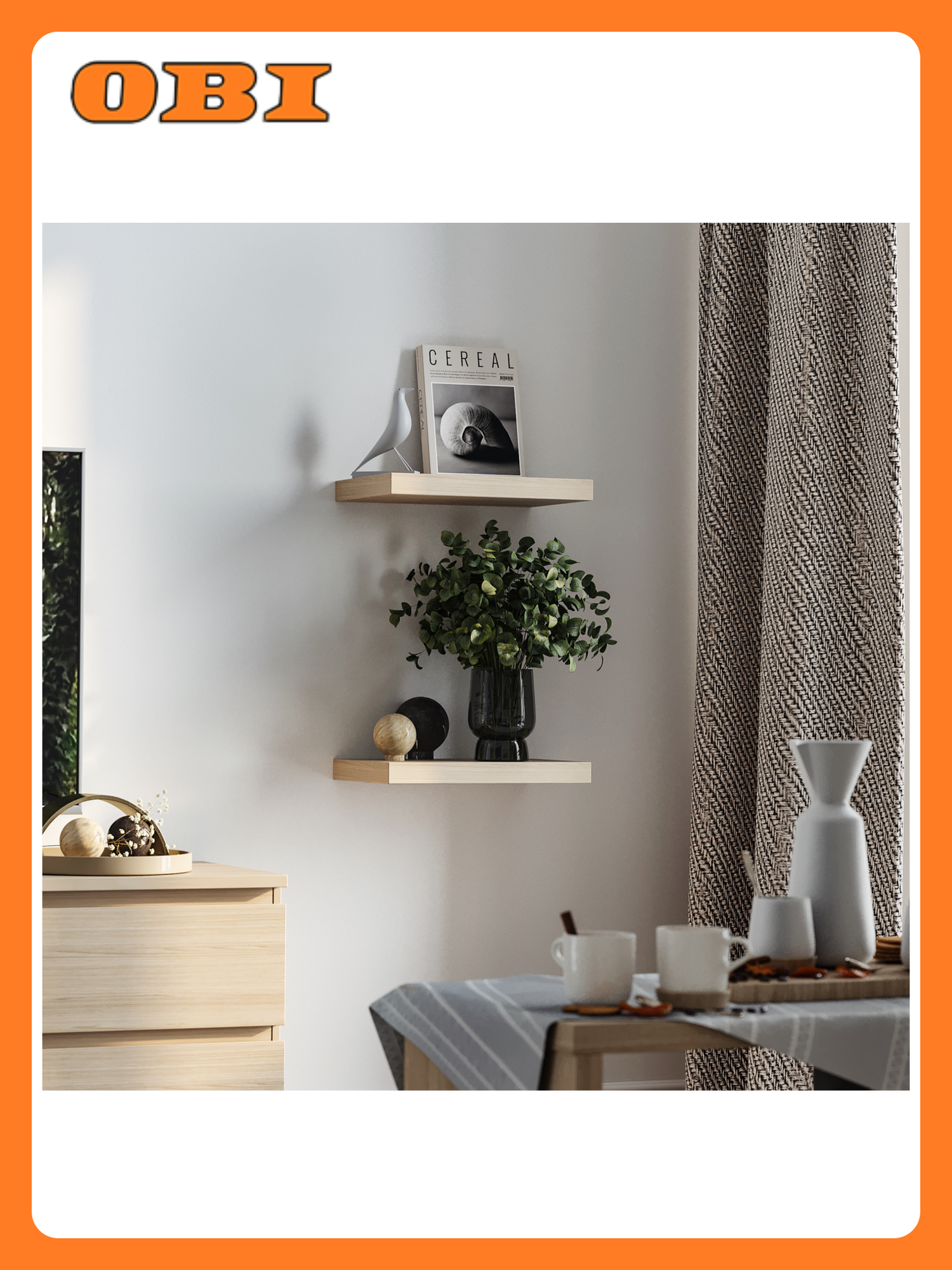 Полка настенная Шведский Стандарт Фора 1.4 40х25х3.7 см, дуб беленый