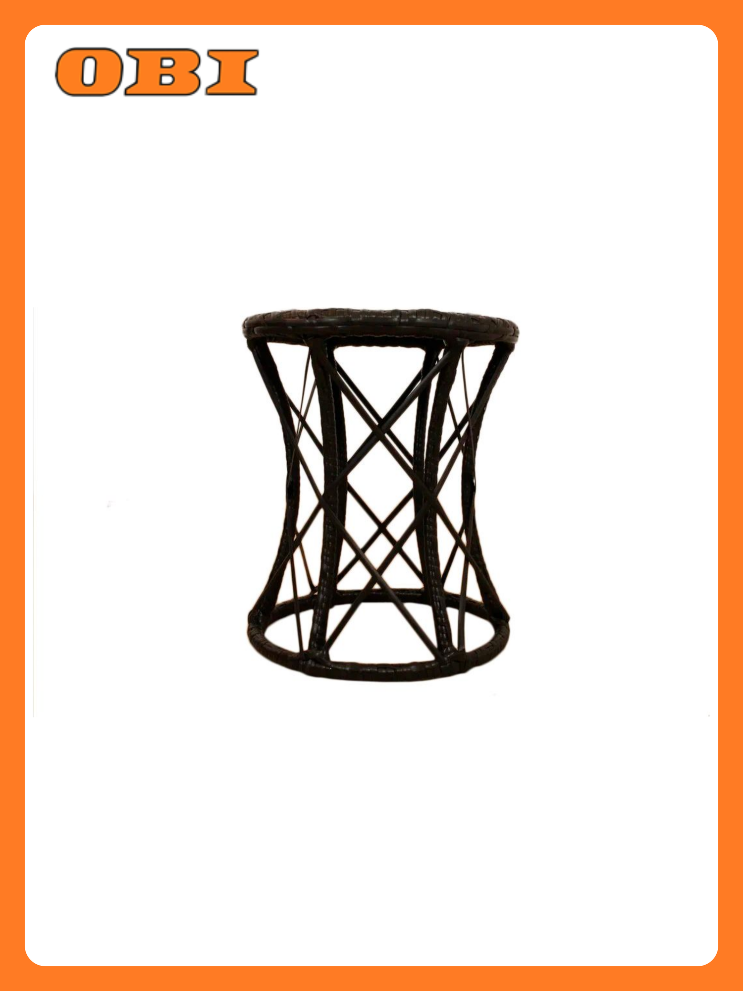 Чайный стол, искусственный ротанг, стекло, металл, коричневый, 40см x 40см, 50см