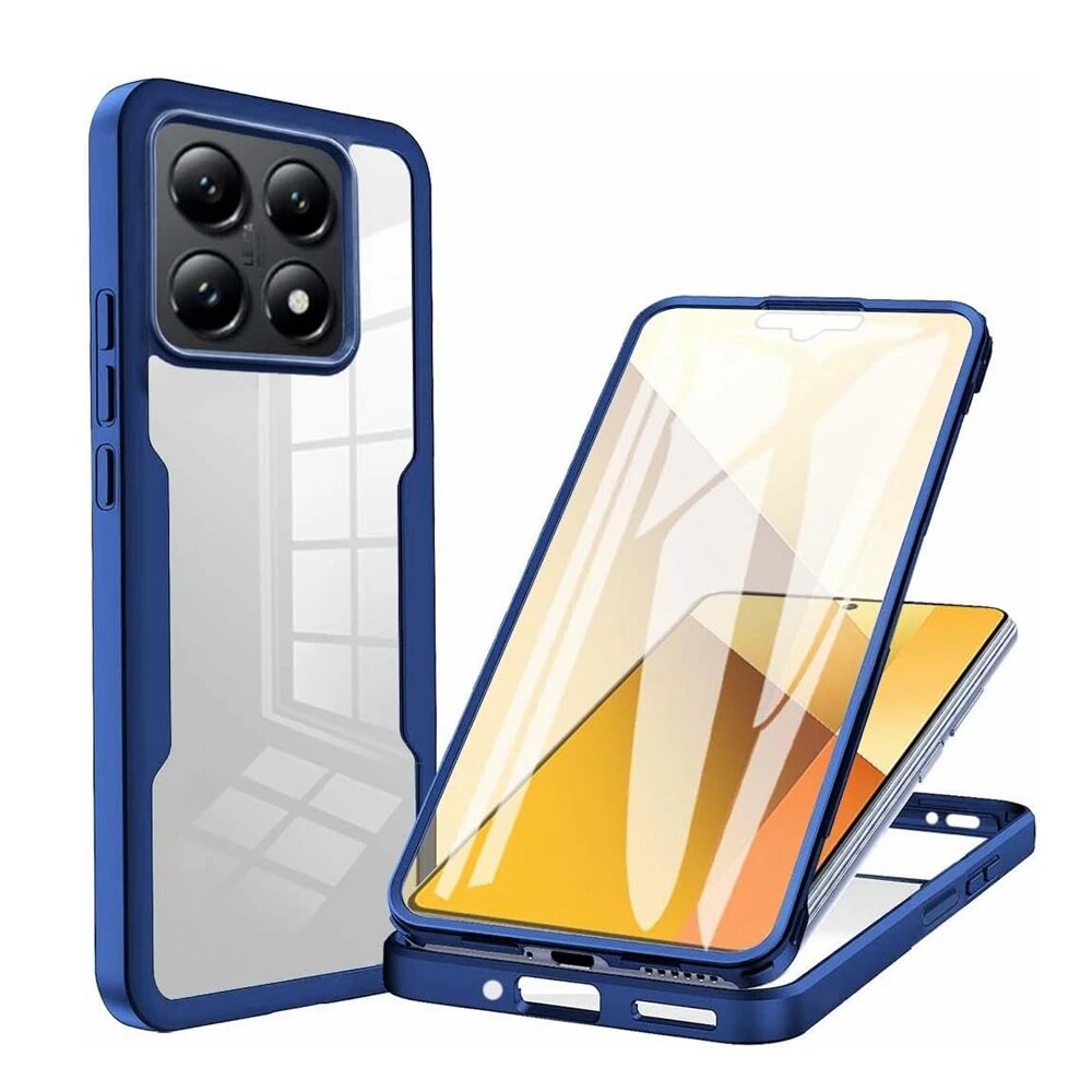 Чехол для Xiaomi 15, Синий, 360° с защитой экрана