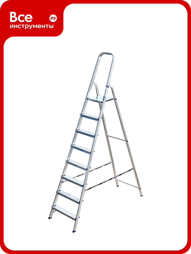 Алюминиевая стремянка Алюмет 8 ступеней. Серия AM708 надежной конструкции