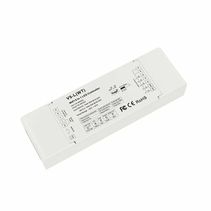 V5-L(WT) Wi - Fi Радиочастотный контроллер 5 в одном светодиоде DC12 - 48V Входной 5 - канальный выход Tuya App 2.4G