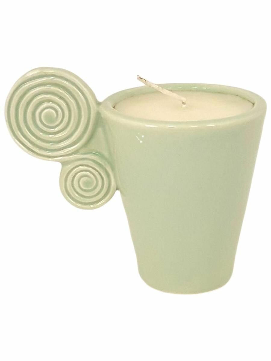 Подсвечник, свеча - зеленый(1), глина, керамика