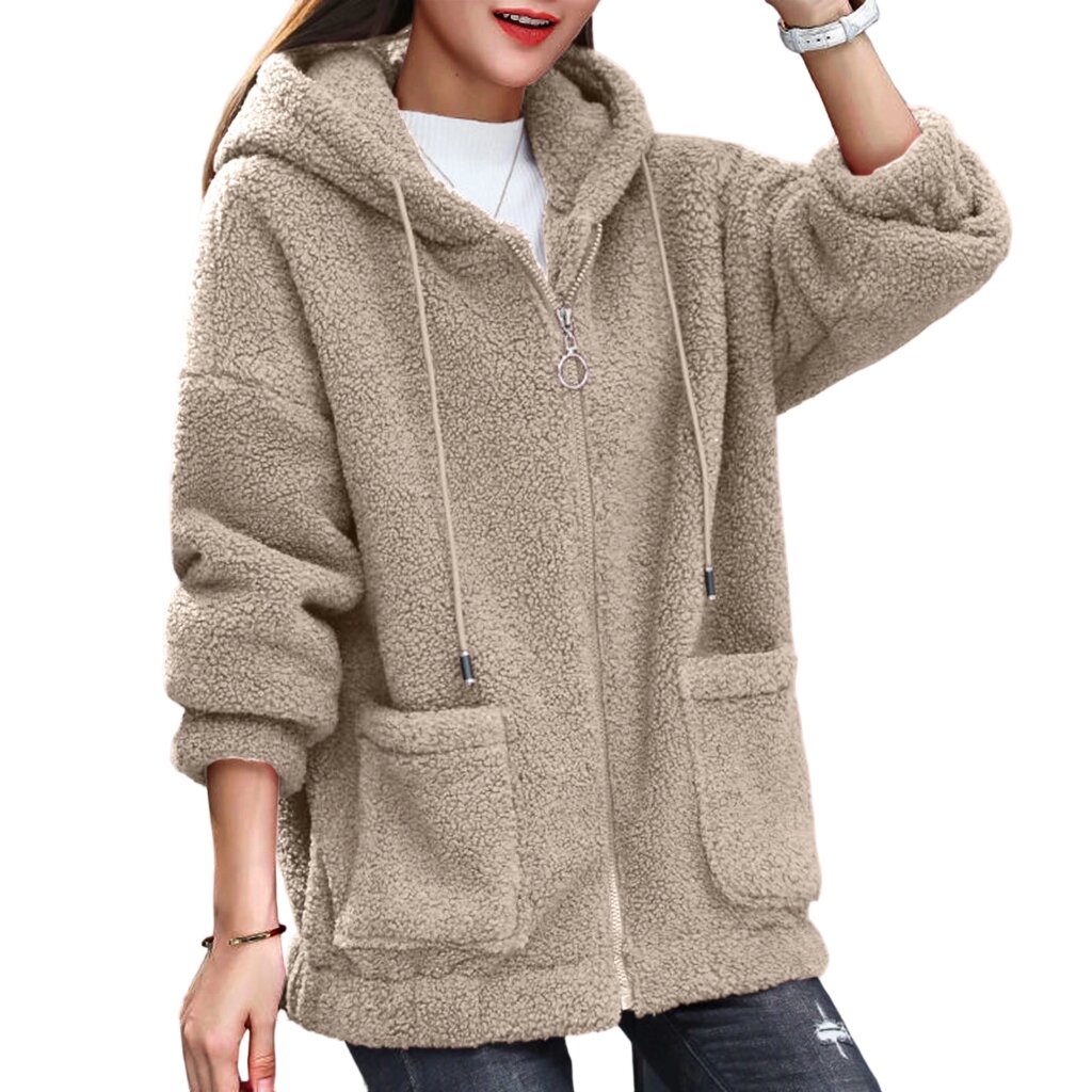 Женская Негабаритная Практичная Флисовая Толстовка с капюшоном и Длинным рукавом для комфорта