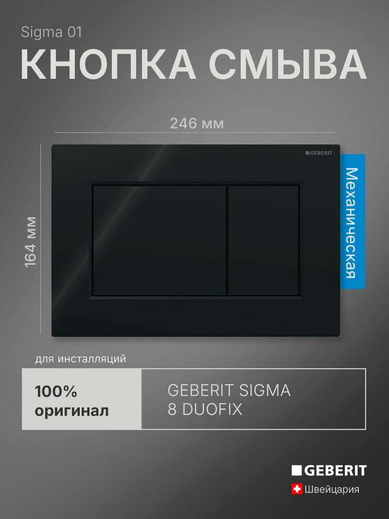 Кнопка смыва Geberit Sigma 01 115.660. DW.1 черная