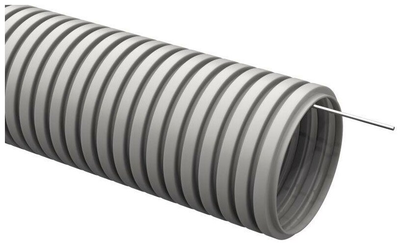 Труба гофрированная ПВХ d25мм с протяжкой сер. ELASTA (уп.25м) IEK CTG20-25-K41-025I