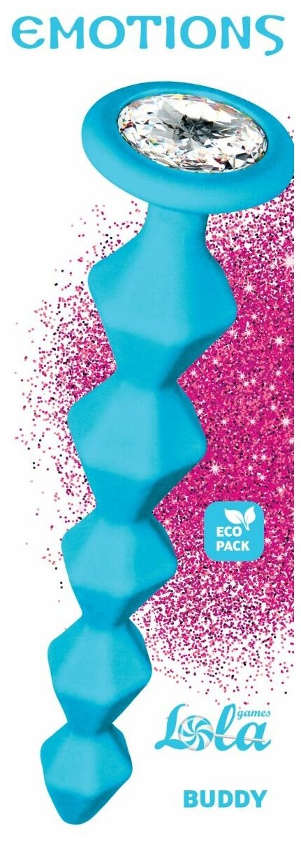 Бирюзовая анальная цепочка с кристаллом Buddy - 17,7 см, бирюзовый