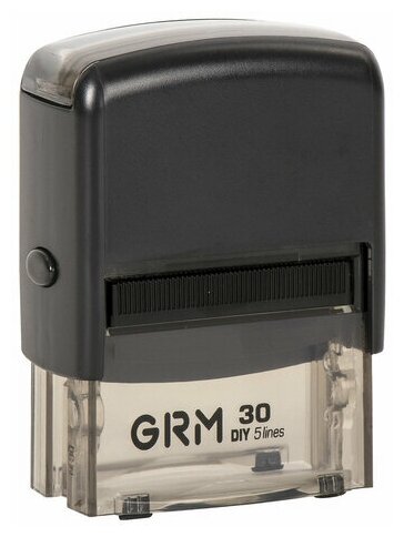 Штамп самонаборный 5-строчный, оттиск 47×18 мм синий, без рамки, GRM 30, касса В комплекте