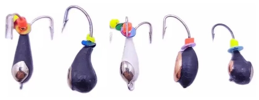 Мормышки из точенного вольфрама для рыбалки Набор из 5 шт (код 10)