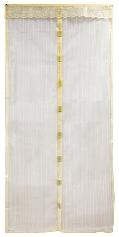 Противомоскитная сетка Капутомоскито 100х210см 9 магнитов бежевая с кнопками и скотчем для крепления