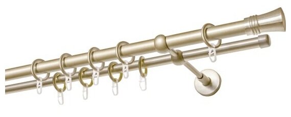 Карниз металлический Уют двухрядный ОСТ диаметр 20мм с наконечниками Гиро, шампань, составной, 280см