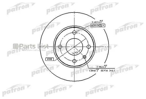 Диск тормозной передн FORD: ESCORT IV 86-90, SIERRA 87-93, SIERRA хечбэк 82-86, SIERRA хечбэк 87-93, SIERRA универсал 82-86, .