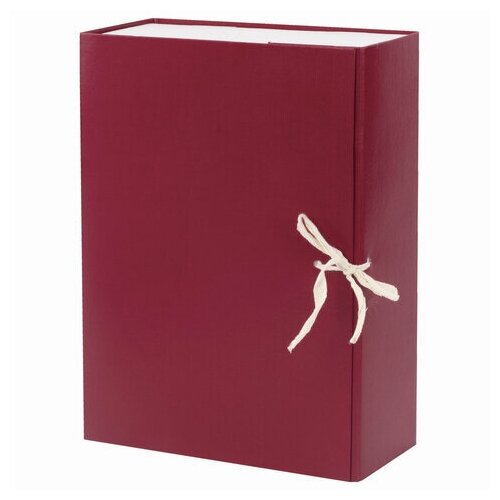 Короб архивный А4 (240х330мм), 100 мм, 2 завязки, бумвинил, до 900 листов, бордовый, BRAUBERG,122805