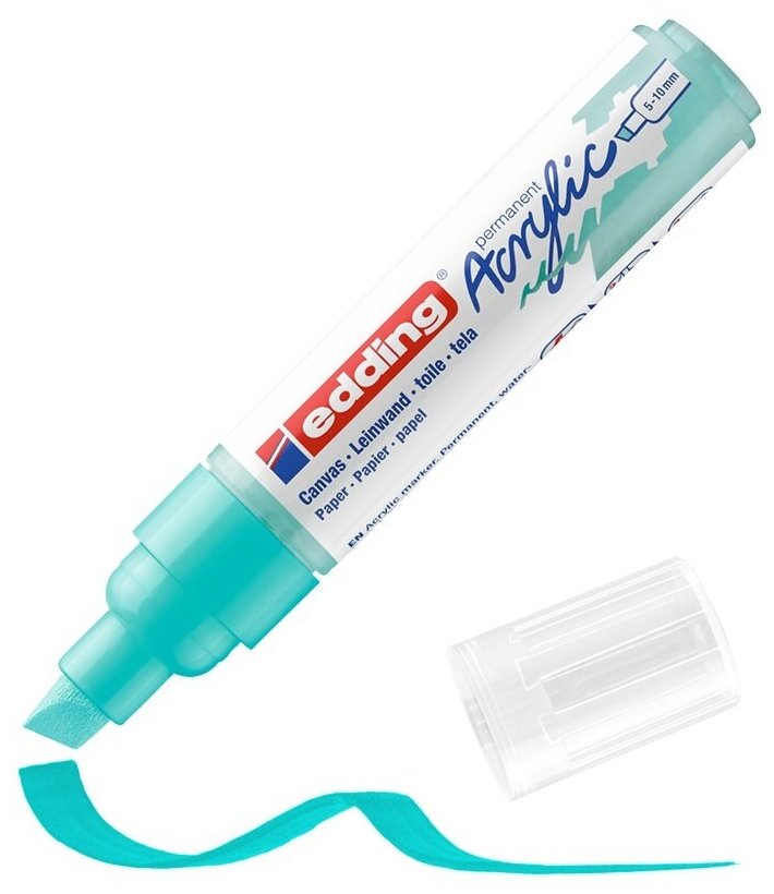 Edding Маркер акриловый edding, широкий скошенный наконечник, 5-10 мм Пышная бирюза