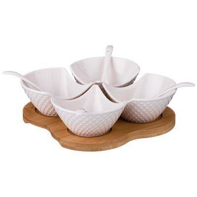 Набор сервировочный Lefard "диаманд" на дерев. подставке 9 пр.