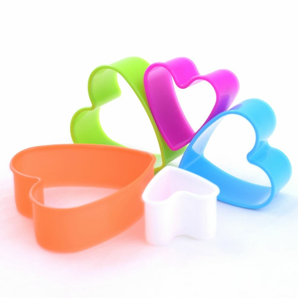 Формы кулинарные "Сердце", пластик, фигурные, 5 форм, 9x9 см