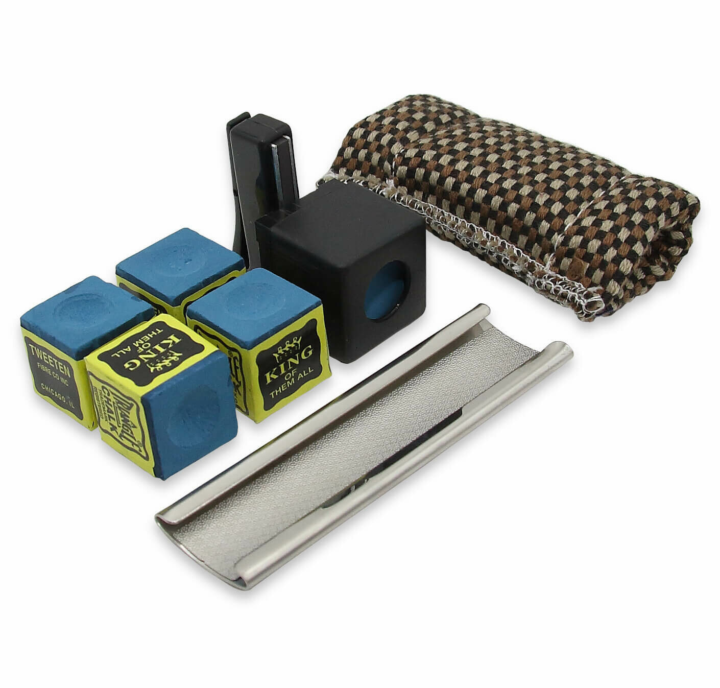 Набор из 4-х мелков для бильярда, муфты для чистки и полировки бильярдного кия, держателя мела и инструмента для обработки наклейки