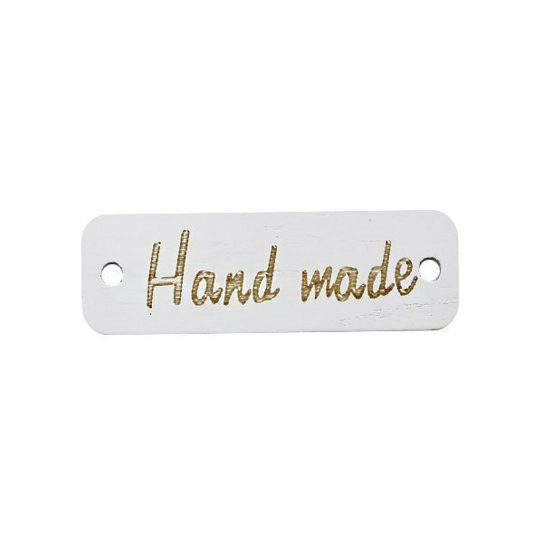 Бирки Hand made деревянные, 10 шт, 30x10x2 мм, белые