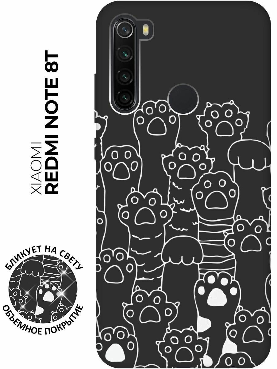 Матовый чехол Paws W для Xiaomi Redmi Note 8T / Сяоми Редми Ноут 8Т с 3D эффектом черный