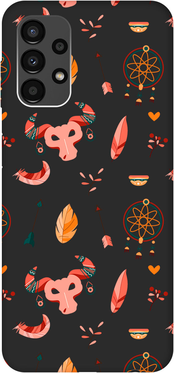 Матовый чехол Boho для Samsung Galaxy A13 4G / Самсунг А13 4Г с 3D эффектом черный