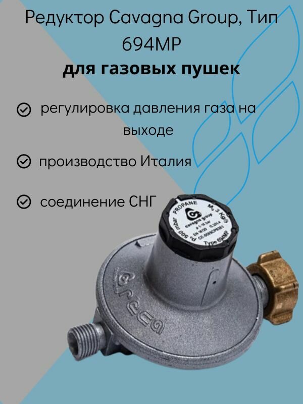 Редуктор пропановый баллонный для газовых пушек Cavagna Group, Тип 694MP