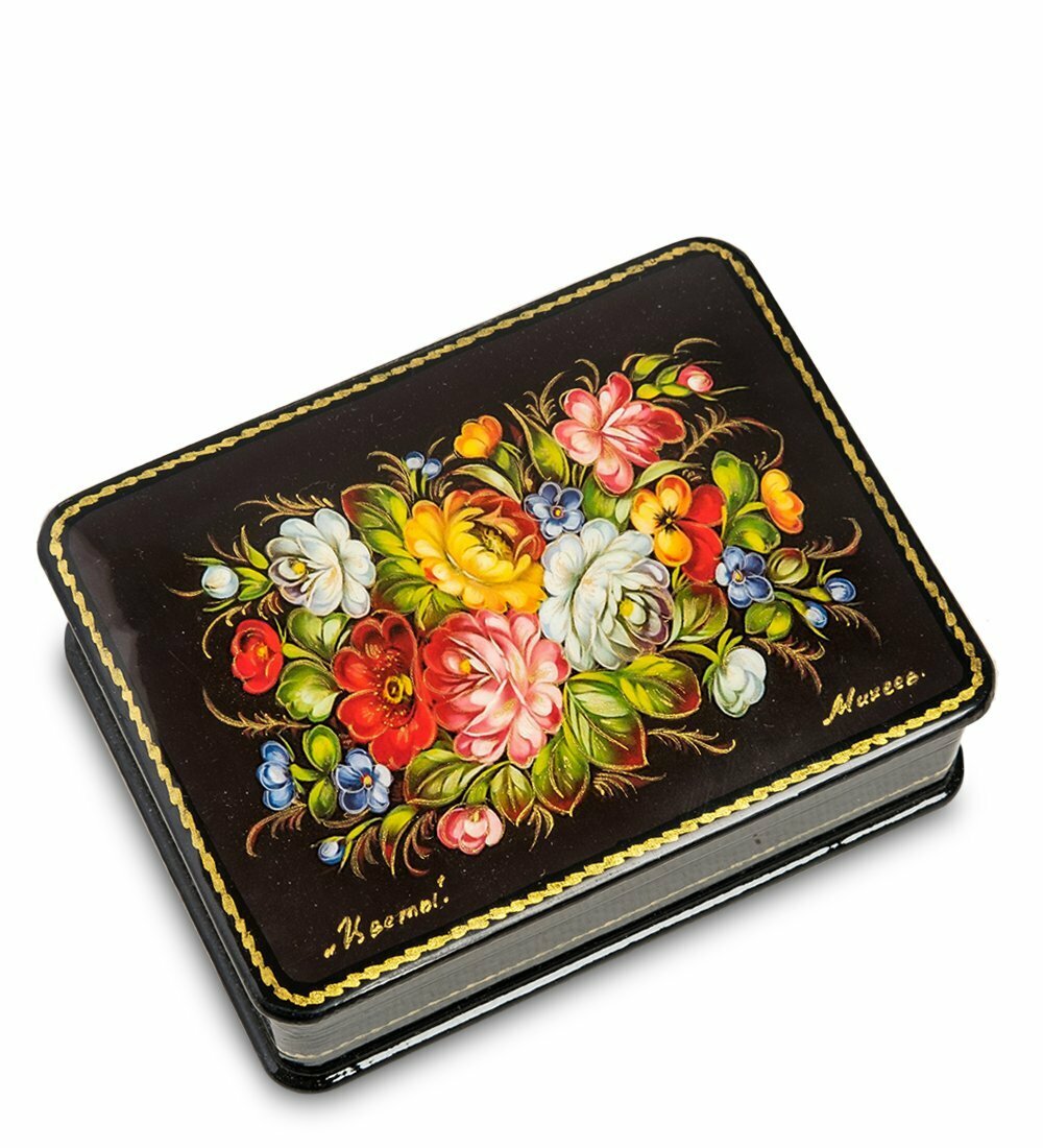 Шкатулка в технике декупаж Цветы (10х8х3,5)