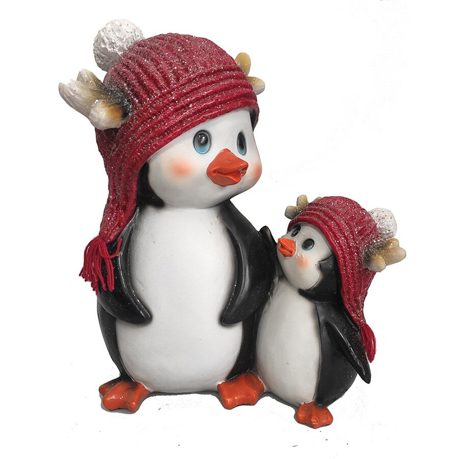 Фигура декоративная Пингвиненок с мамой 15х10х13см KSMR-718273/W234
