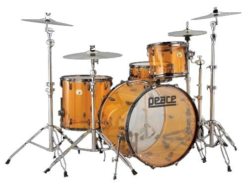 DP-24EA-5-WO ударная установка #403 прозрачная без цвета из 5-ти барабанов (14/14/16/18/24); черные никелированные лаги и обручи, шаровой том-холдер, подвесной том с независимой системой подвеса (DA-279, DA-140) Литой акрил толщиной 5мм. Кадушки без шво