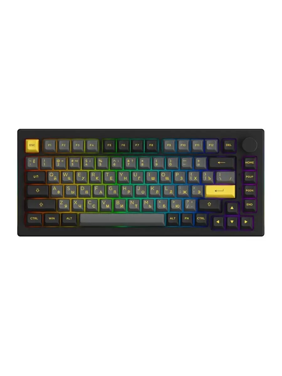 Клавиатура 5075B Plus Black&Gold RGB V3 Cream Yellow