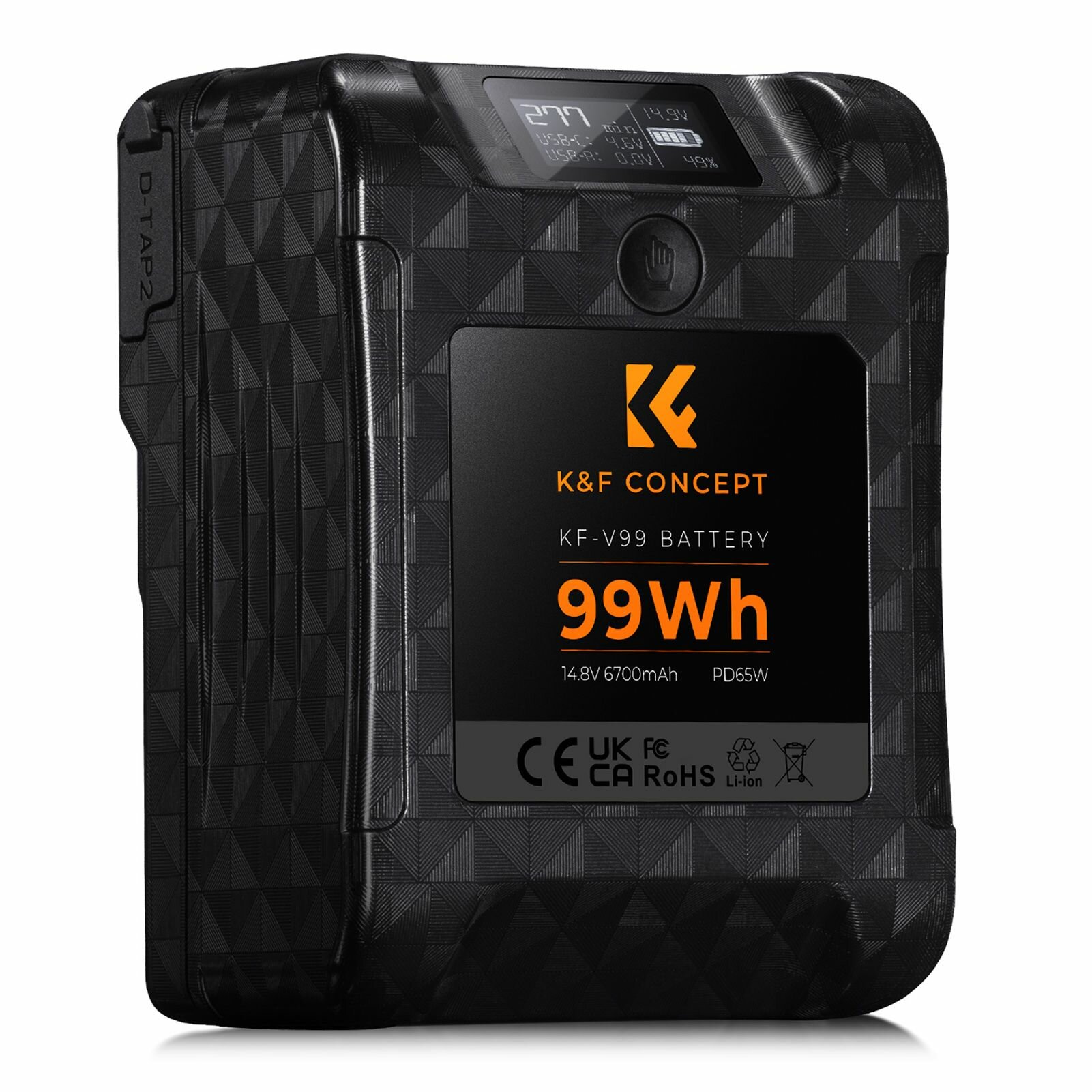 6700 мАч, 14, акк, 99 Втч, Портативный аккумулятор K&F CONCEPT с V-образным замком,8 В, Andoer