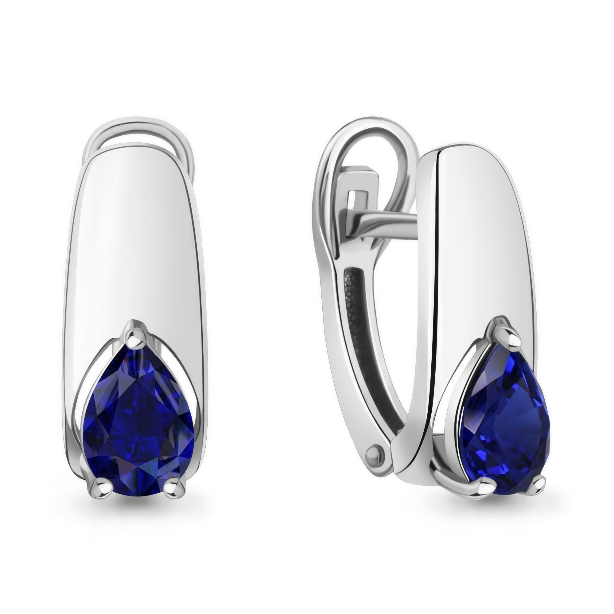 Серьги, серебро, 925 проба, родирование, сапфир синтетический